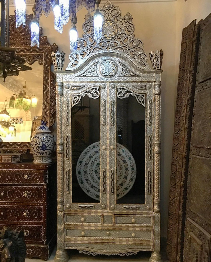 Syrian mother of pearl inlay armoire – Syrian mother of pearl furniture
