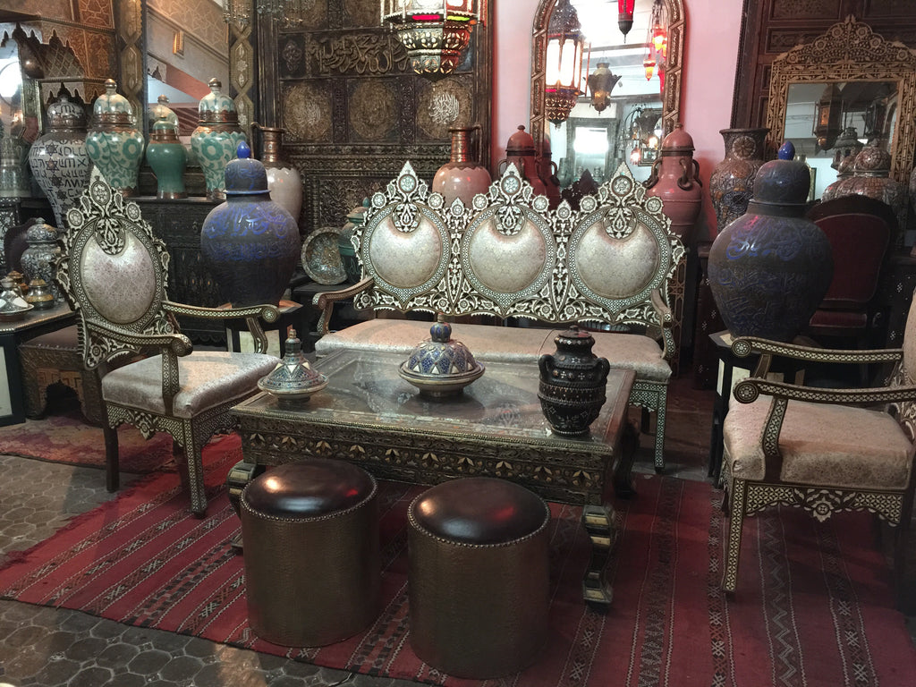 Royal mother of pearl living room set – Syrian mother of pearl furniture