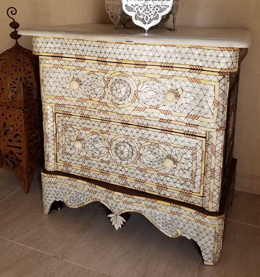 Damascus mother of pearl nightstand – Syrian mother of pearl furniture